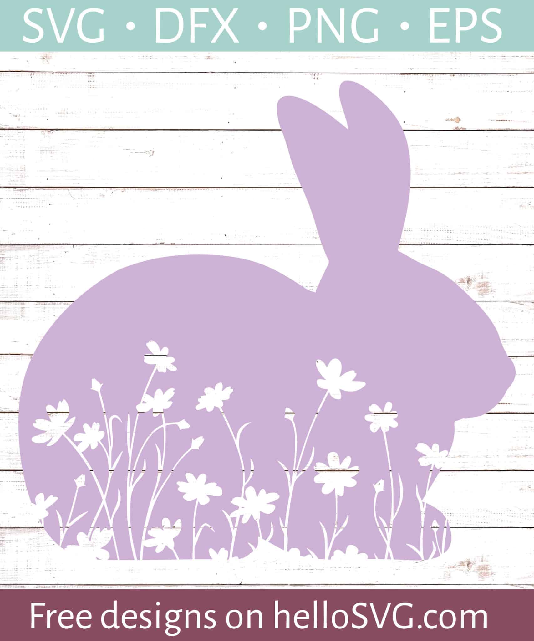 Easter Bunny With Spring Flowers SVG - Free SVG files | HelloSVG.com