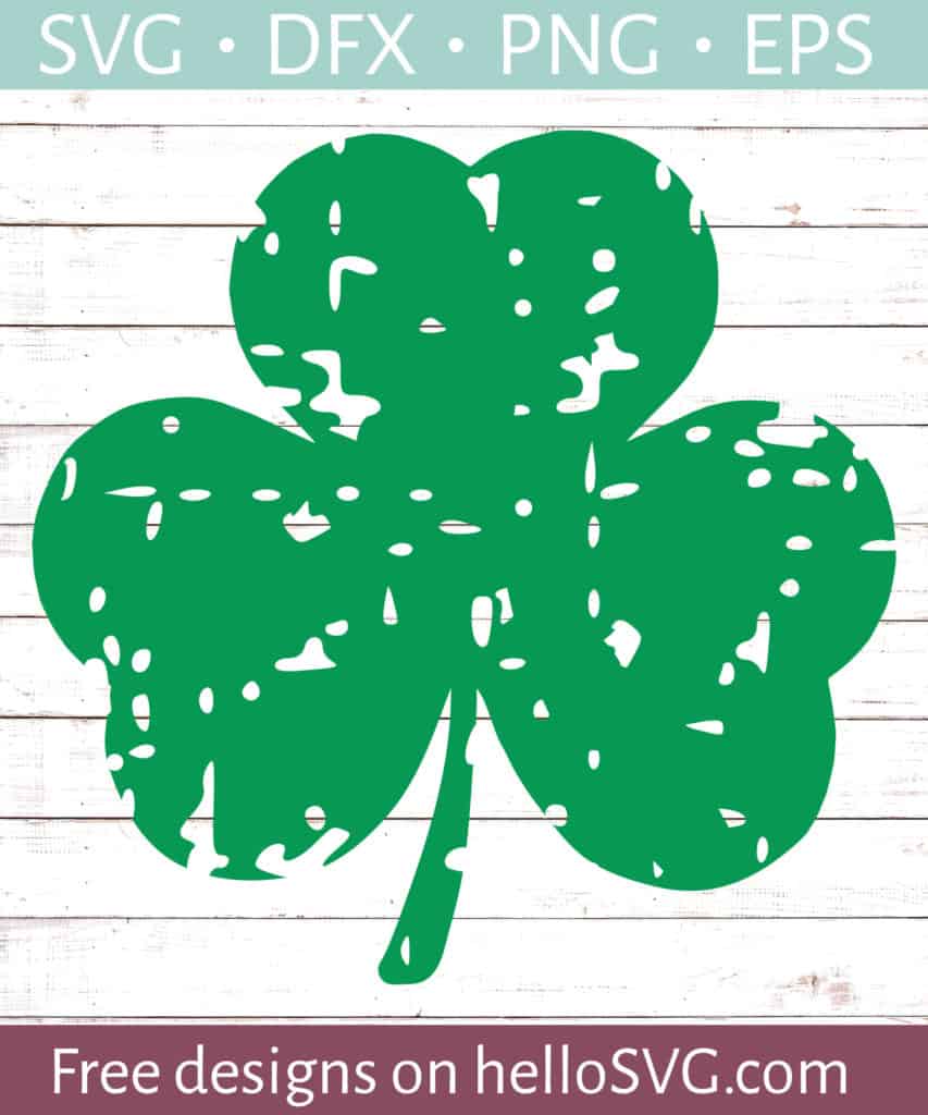 St Patrick's Day Clover - Distressed SVG - Free SVG files | HelloSVG.com
