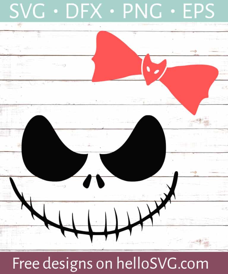 Nightmare Ghoul Smiling with Bow SVG - Free SVG files | HelloSVG.com
