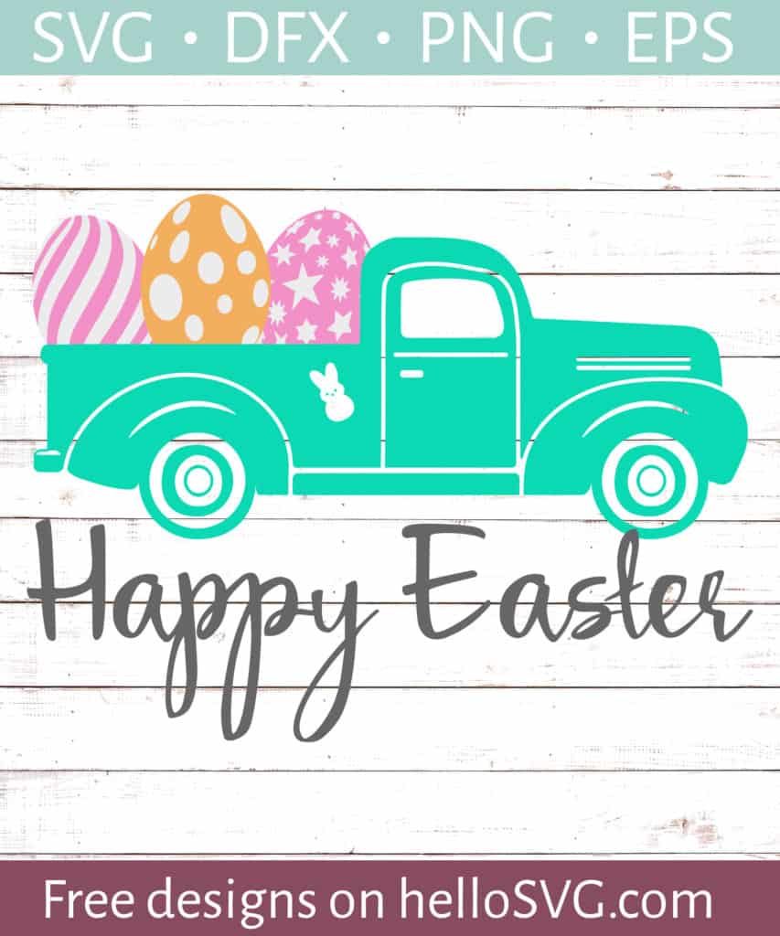 Vintage Truck Happy Easter SVG - Free SVG files | HelloSVG.com
