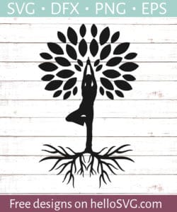 Yoga Pose with Tree SVG - Free SVG files | HelloSVG.com
