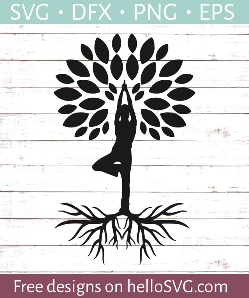 Yoga Pose with Tree SVG - Free SVG files | HelloSVG.com