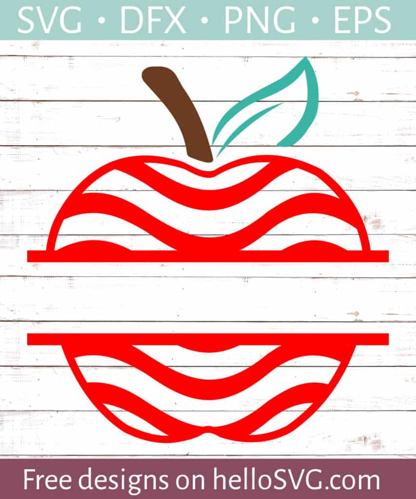 Apple with Red Swirls Split Monogram SVG - Free SVG files | HelloSVG.com