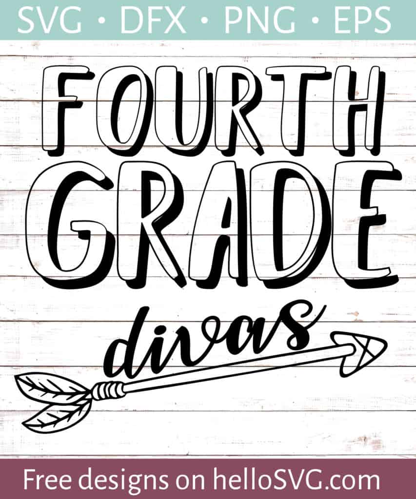 Fourth Grade Divas - Teacher Shirt Design SVG - Free SVG files ...