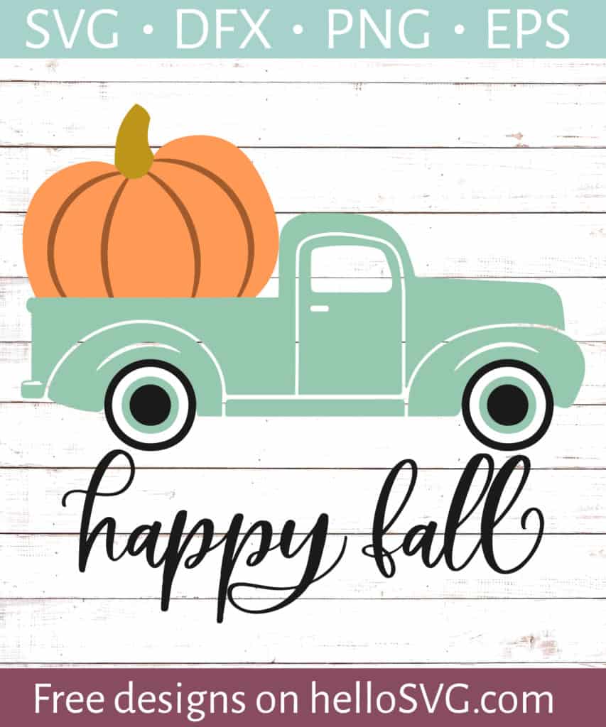 Happy Fall with Vintage Truck SVG - Free SVG files | HelloSVG.com
